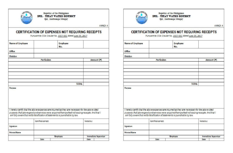 Certification of Expenses | PDF
