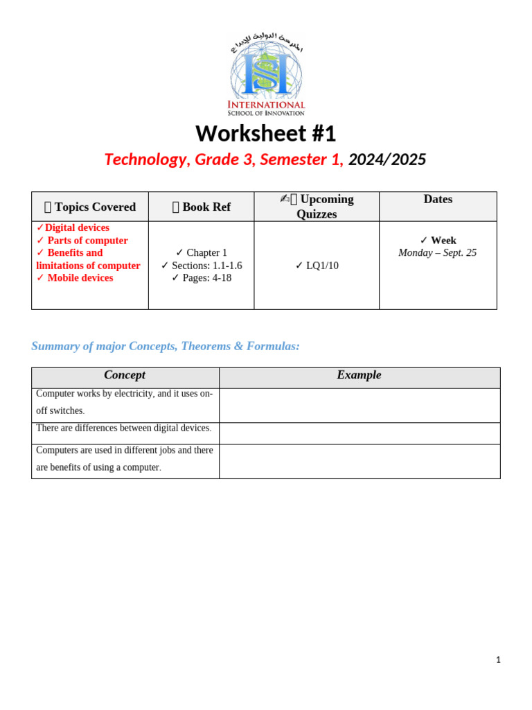 Worksheet-Grade3-chapter 1 | PDF
