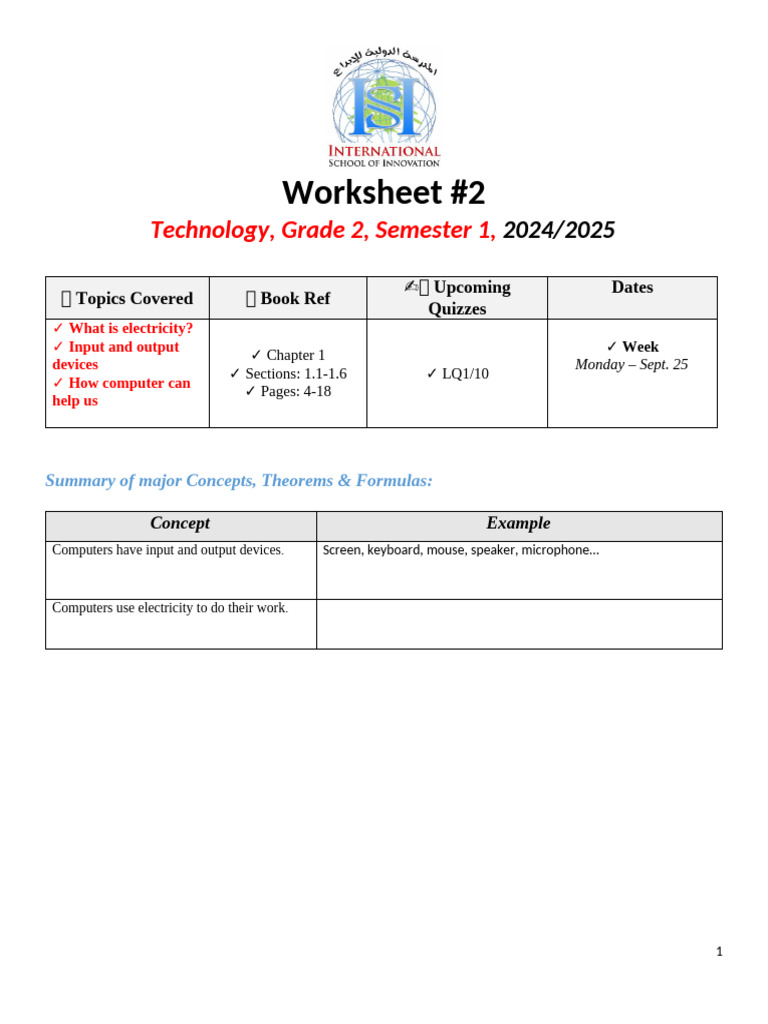 Worksheet Grade2 Chapter1 | PDF
