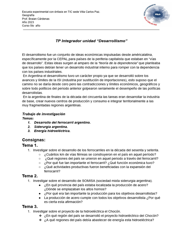 TP Integrador - Desarrollismo | PDF