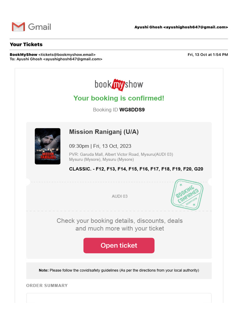 Movie Ticket Confirmation | PDF | Financial Services | Banking