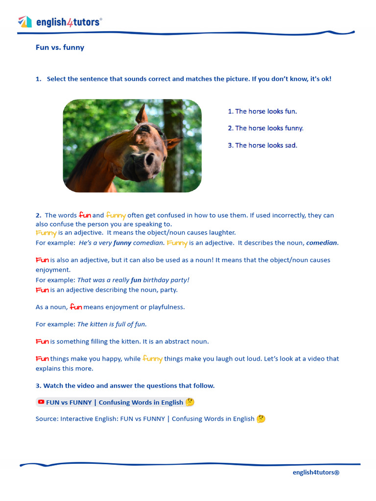 A2 Fun Vs Funny Student | PDF