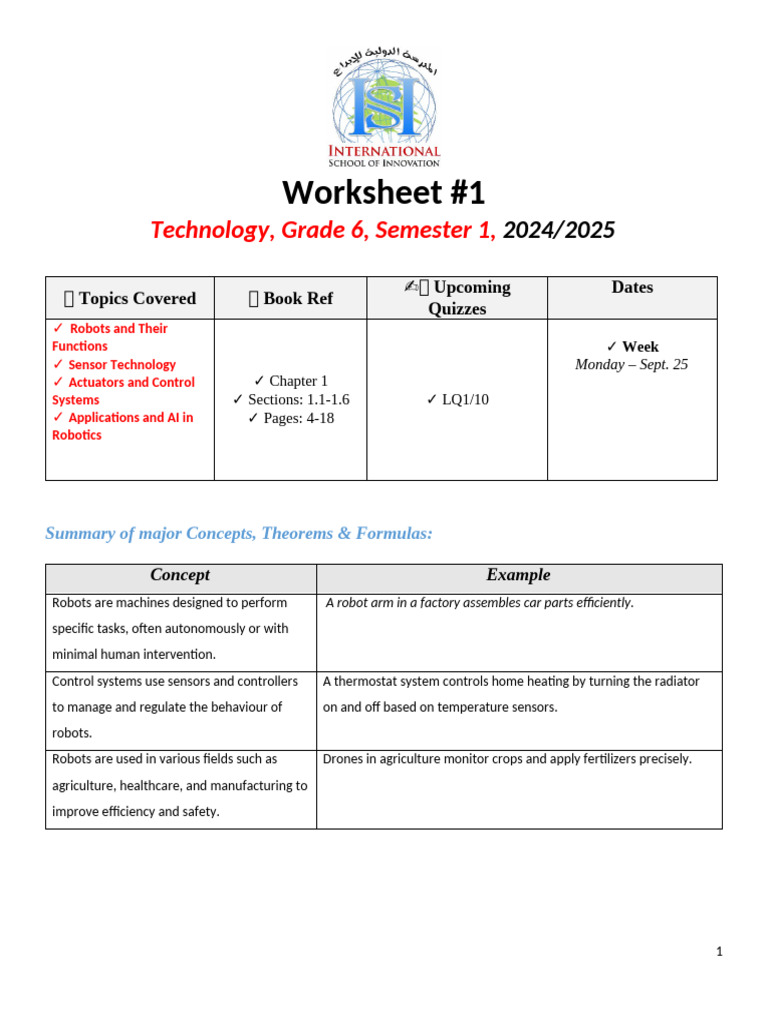 Worksheet Grade6 Chapter1 | PDF