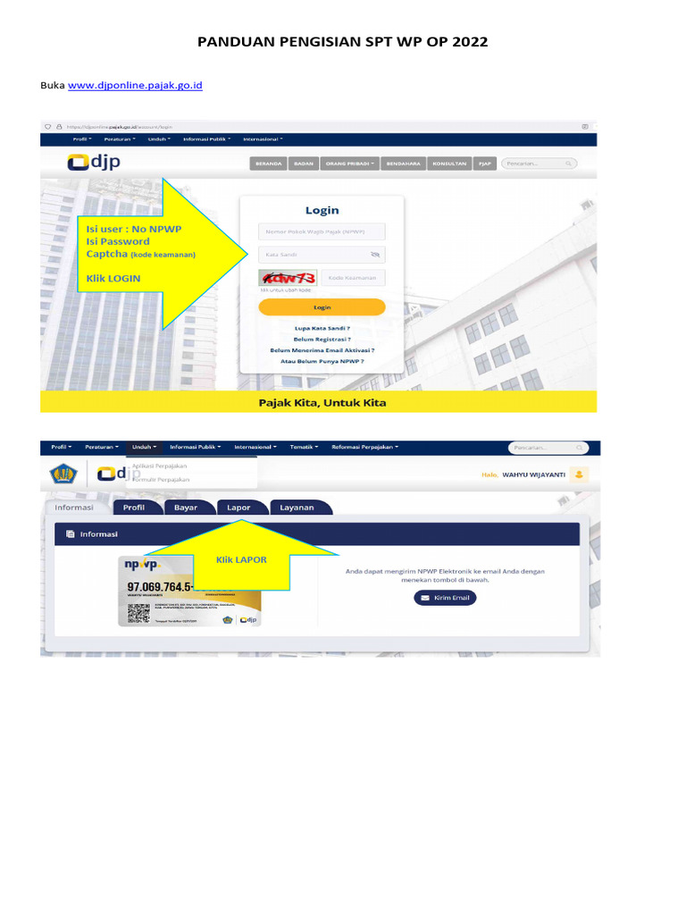 Panduan Lapor Efiling SPT Wpop 2022 (Sfile | PDF