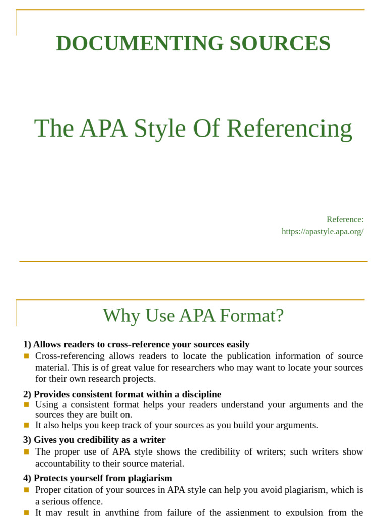Documenting Sources On Reference List (Apa Format) | PDF