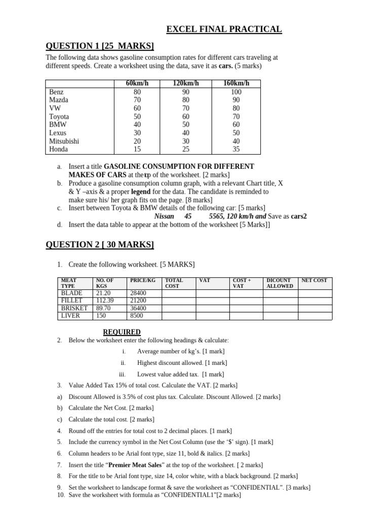 EXCEL FINAL PRACTICAL | PDF