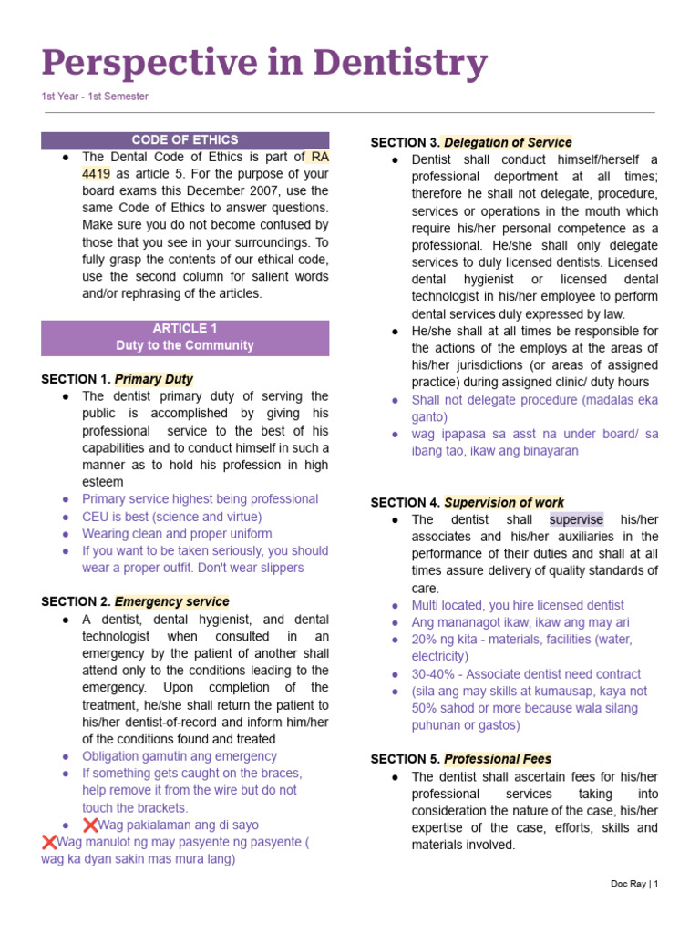 LAW_ Perspective in Dentistry | PDF