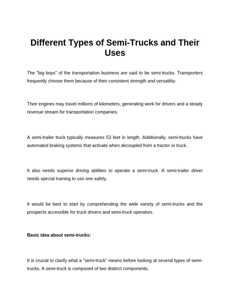 Different types of semi-truck.edited | PDF