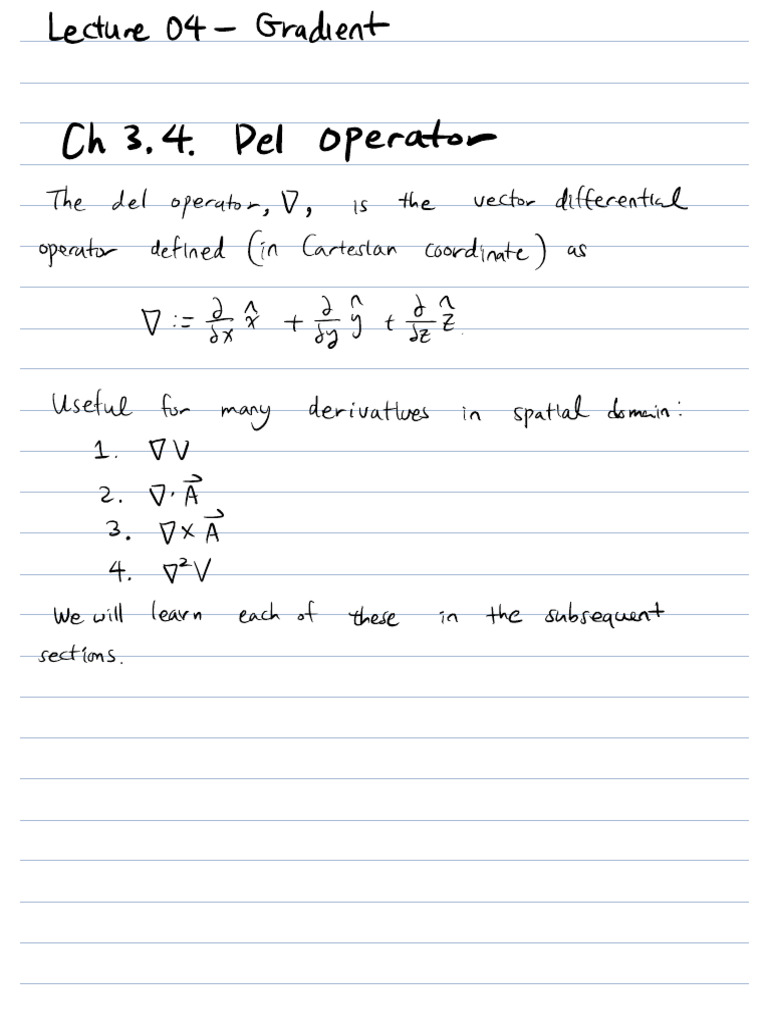 (전자기학I) Lecture 4 Gradient 필기 | PDF | Gradient | Function (Mathematics)