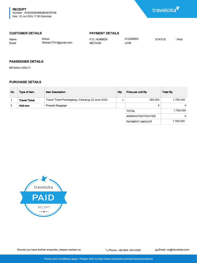 Contoh Invoice Traveloka 5 | PDF Contoh Invoice Traveloka 5 | PDF