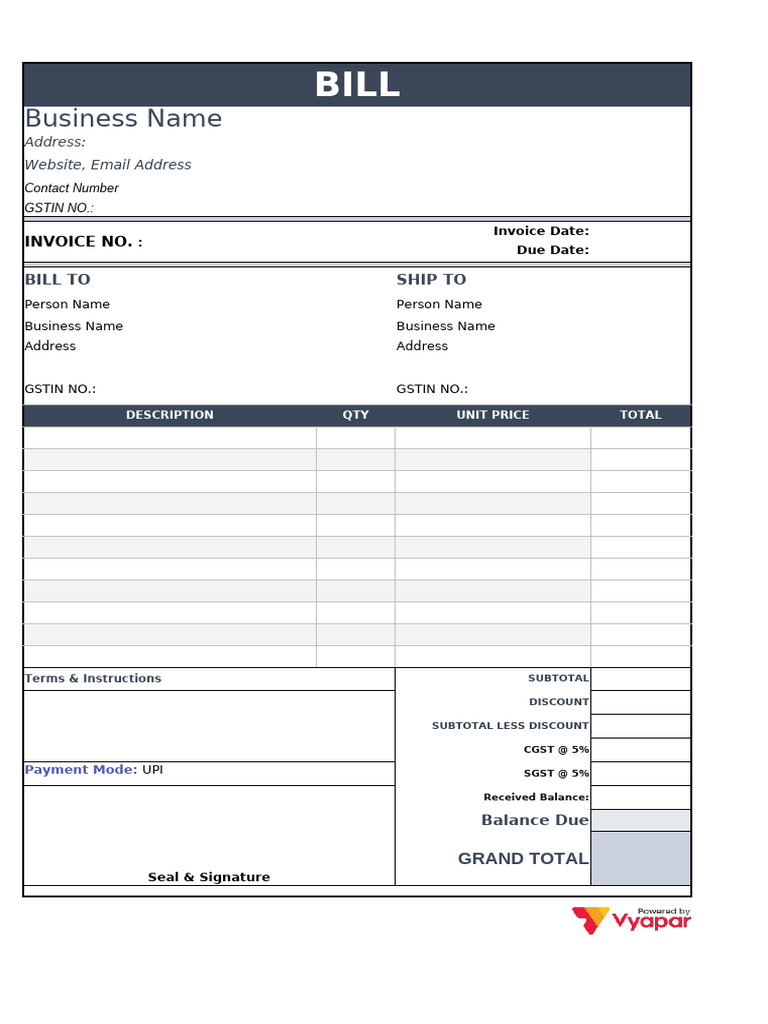 Tent House Invoice Format in Excel | PDF