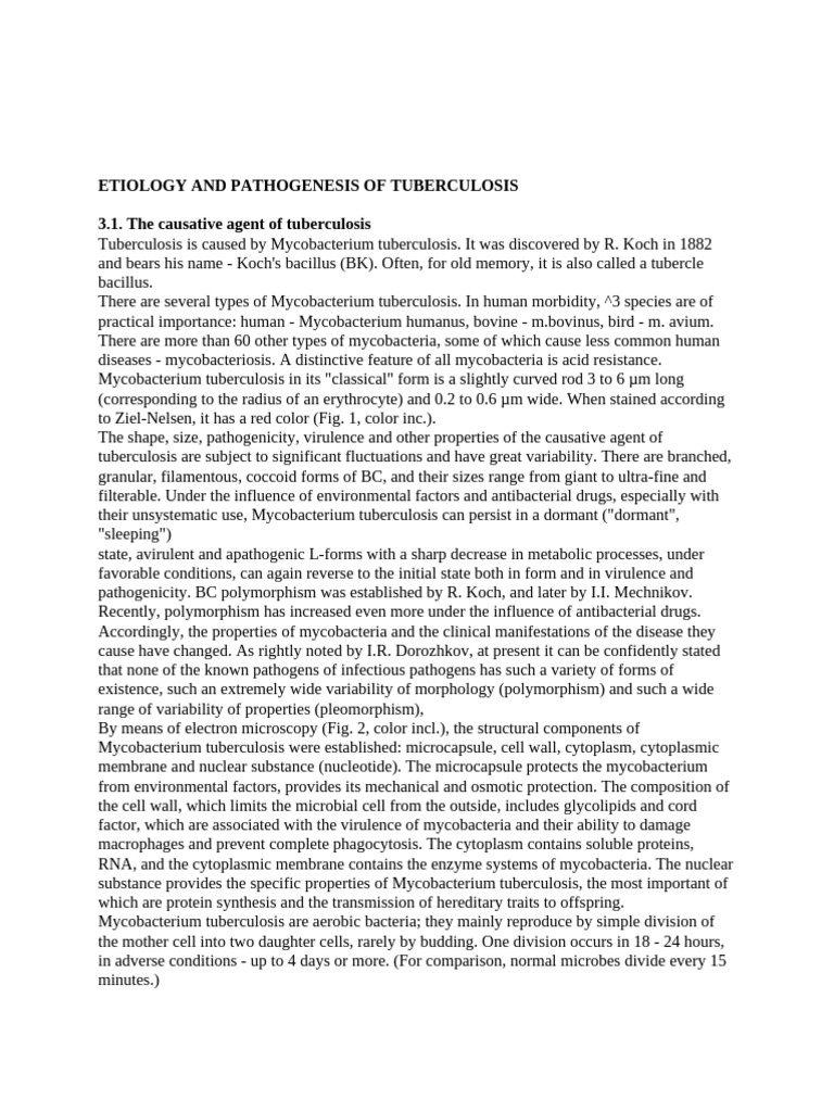 Etiology and Pathogenesis of Tuberculosis | PDF