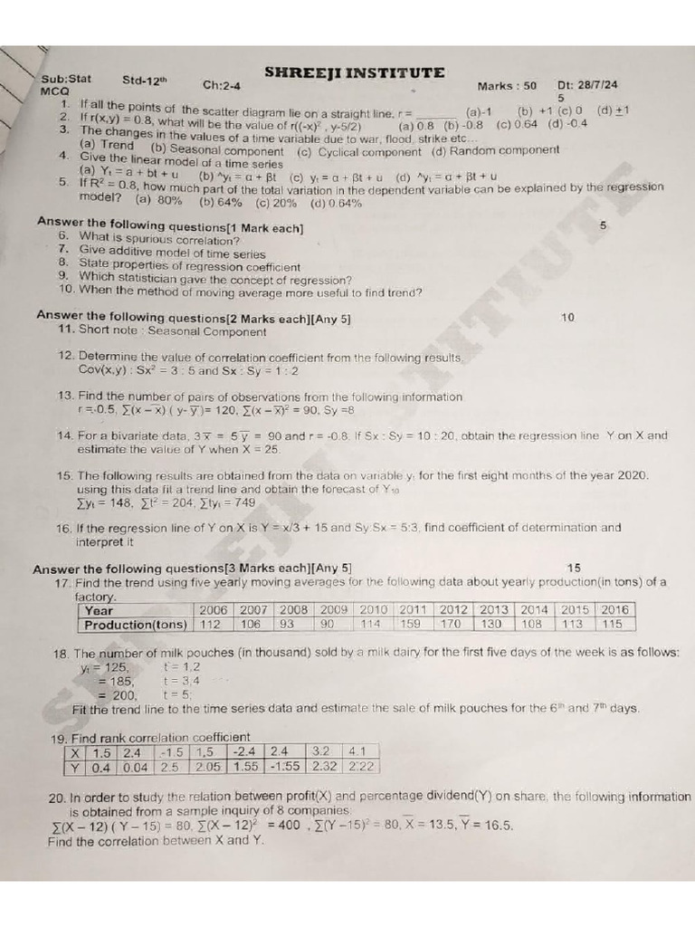Stats Ques Paper | PDF
