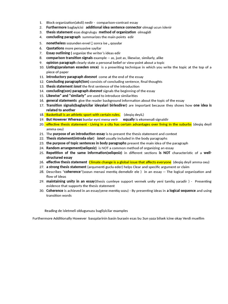 Academic Writing Muellimden Onemli Notlar | PDF