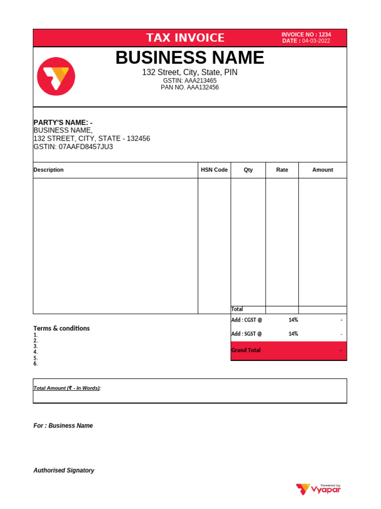Invoice Format in Excel 03 | PDF