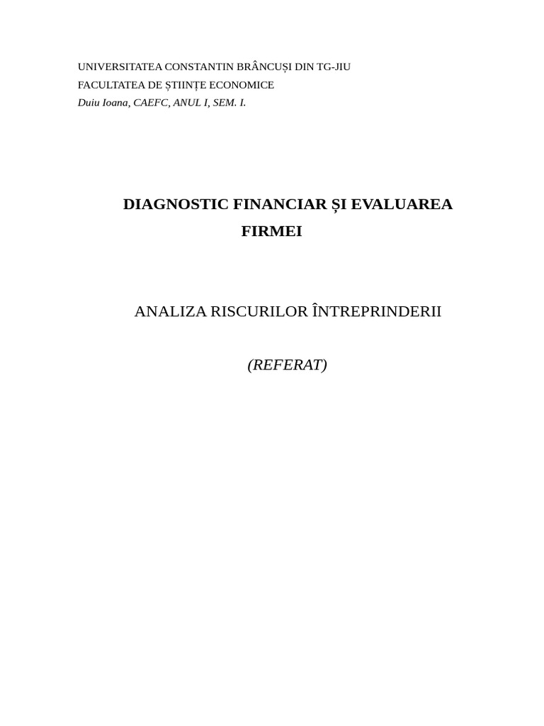 Proiect Duiu Ioana Diagnostic (Autorecovered) | PDF