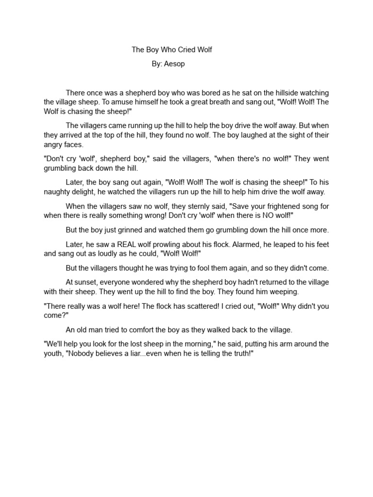 The Boy Who Cried Wolf | PDF