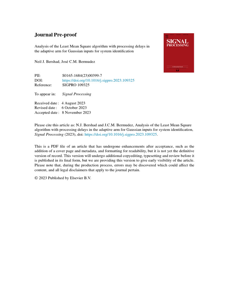 Bershad and Bermudez (2023) Analysis of The LMS Algorithm With Delays ...