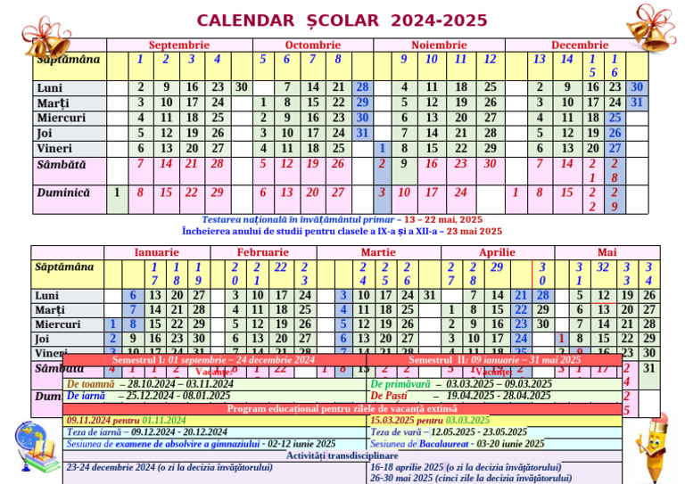 D Calendar Scolar 20242025 LTC Inv - Gimn. Liceal Copy Copy | PDF
