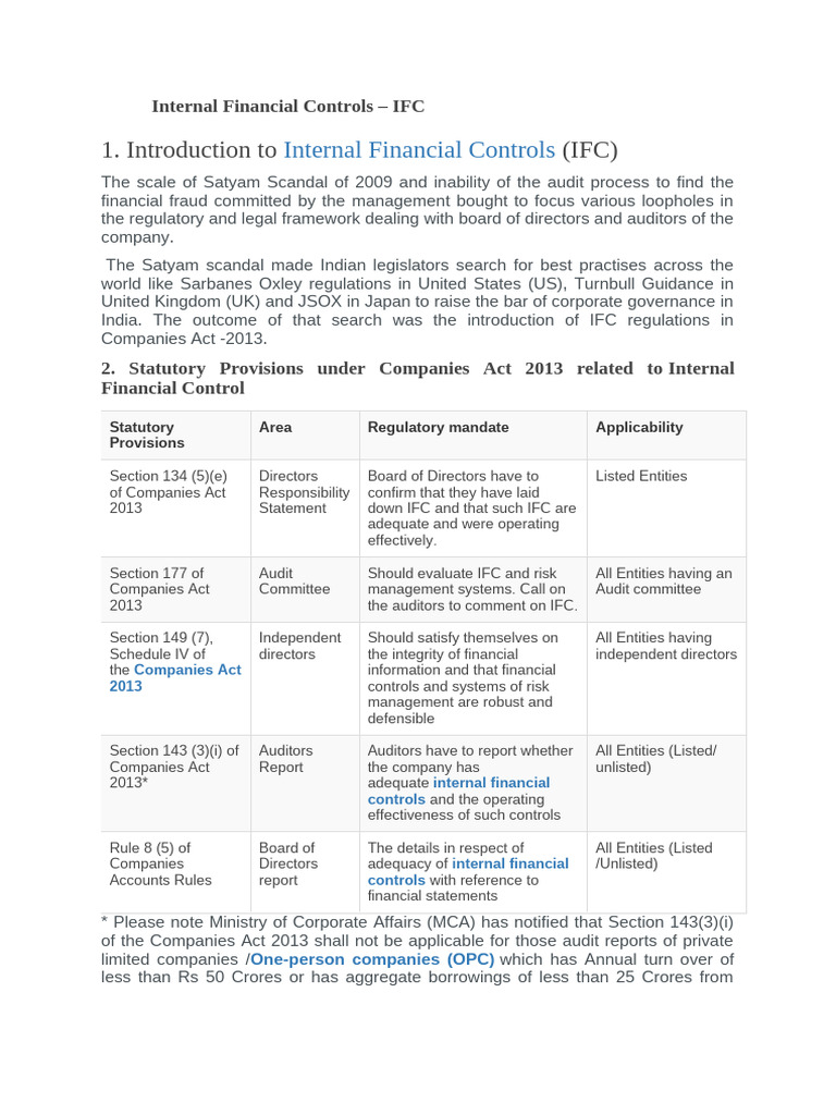 Internal Financial Controls | PDF