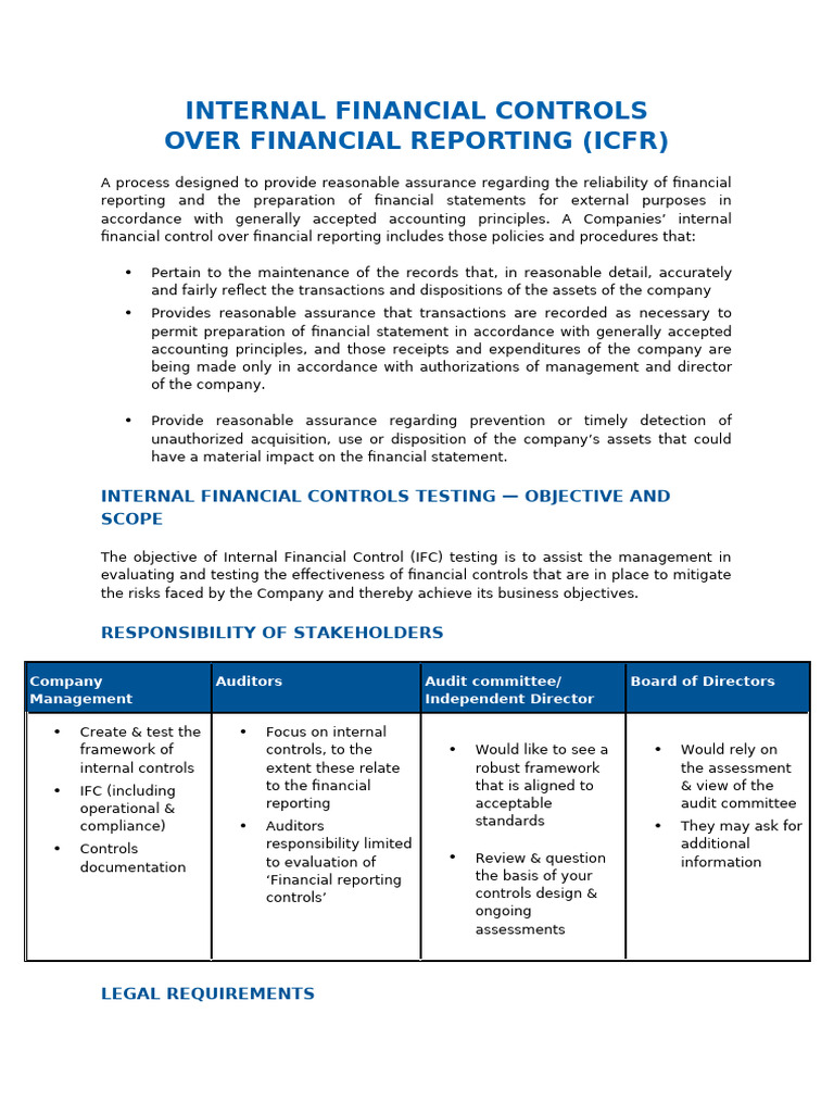 INTERNAL FINANCIAL CONTROLS-process | PDF