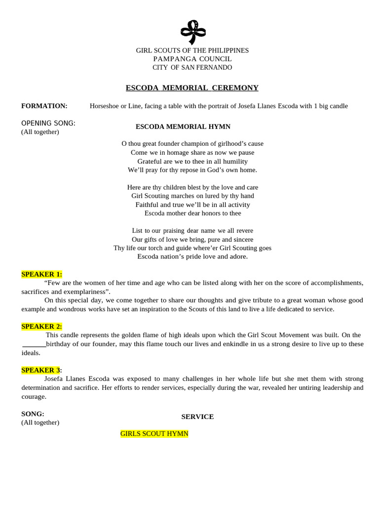 Escoda Mem Ceremony | PDF