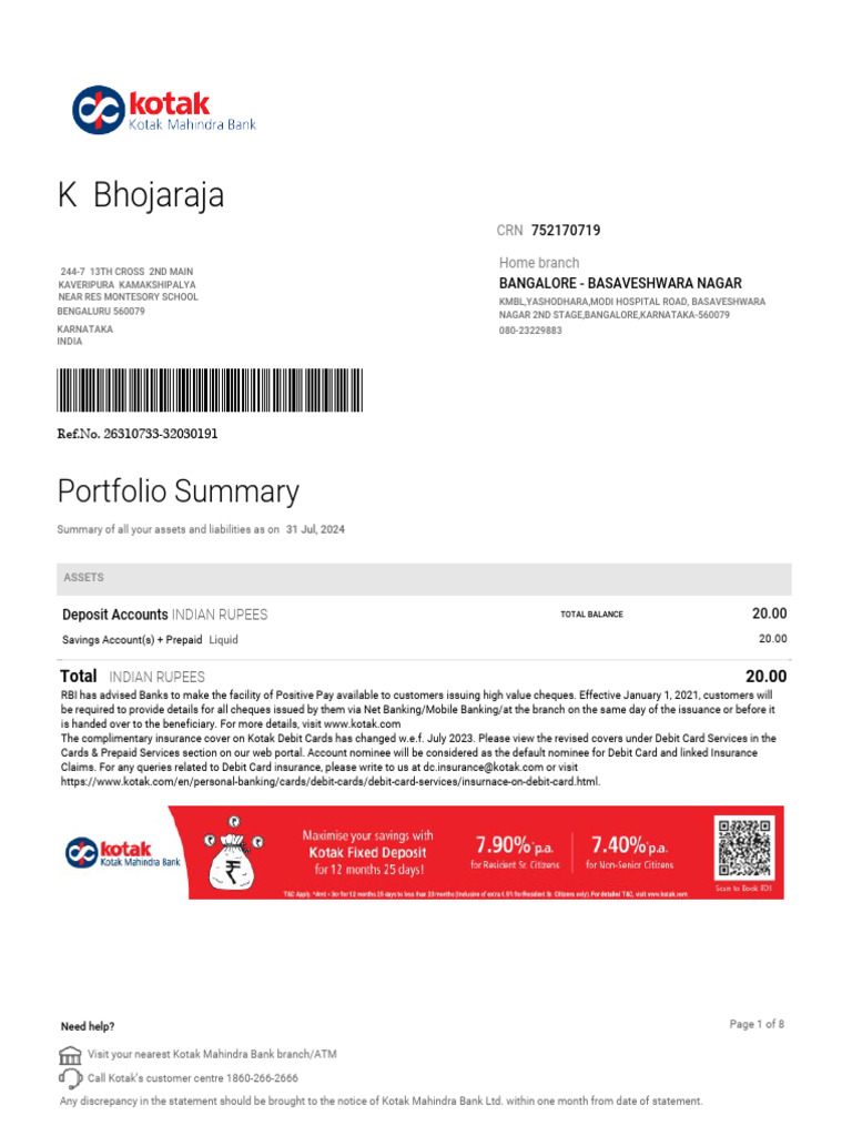 Kotak - Statement Jul.24 | PDF