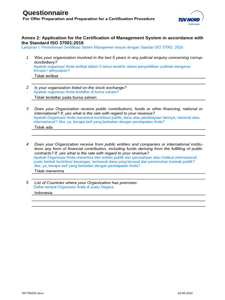 FMLF-TNI-082 Annex 2 Rev.02 - ISO 37001 | PDF