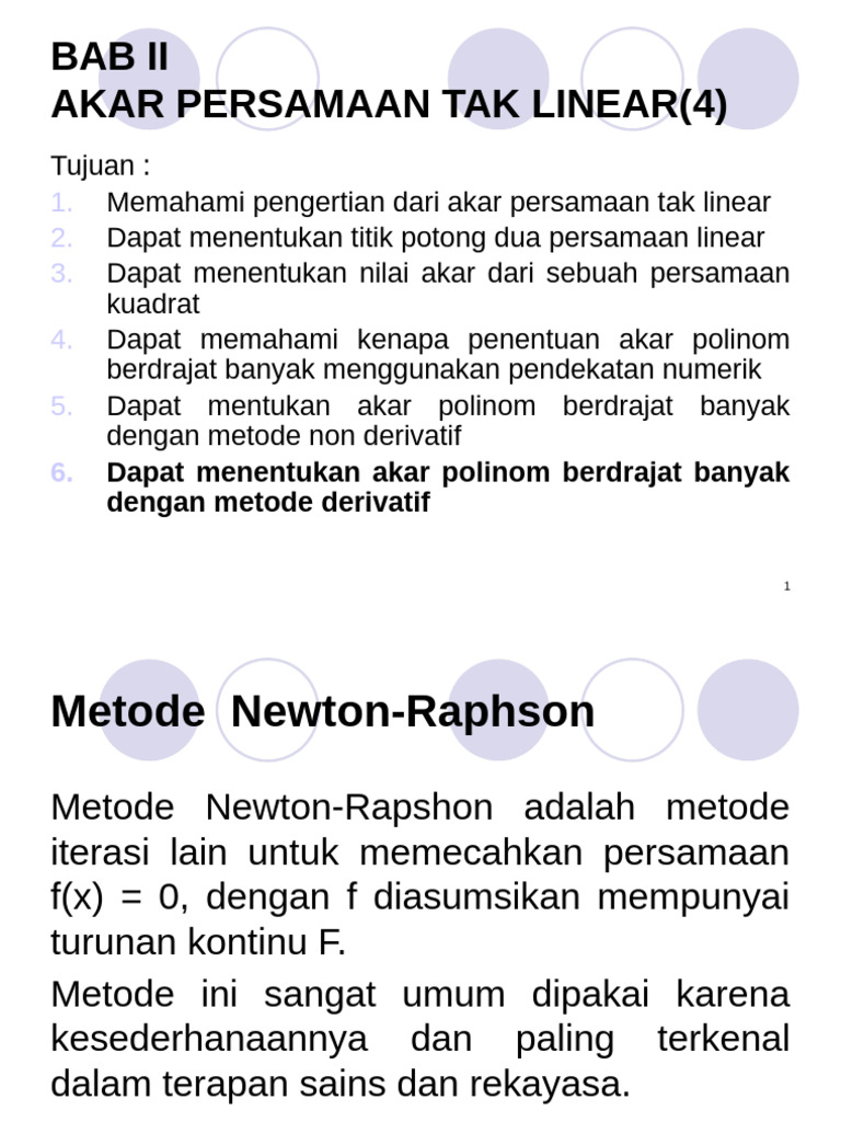 2 2022 Bab 2 Akar Persamaan Non Linear Bagian 2.4 Newton Raphson | PDF