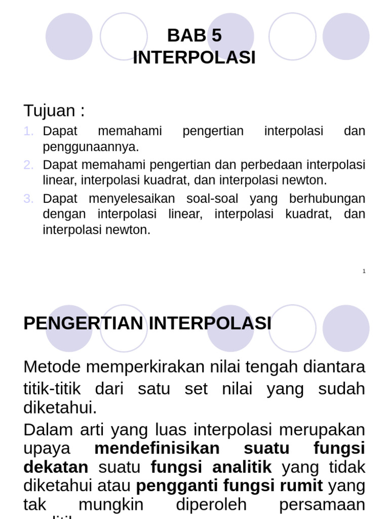5 Bab 5.1 Interpolasi Linear 2023 | PDF