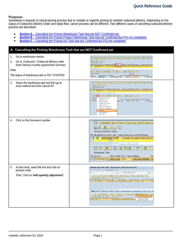 QS4-Cancelling of picking warehouse task | PDF