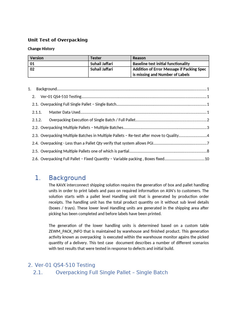 QS4 Unit Test of Program Overpacking | PDF | Pallet | Computers