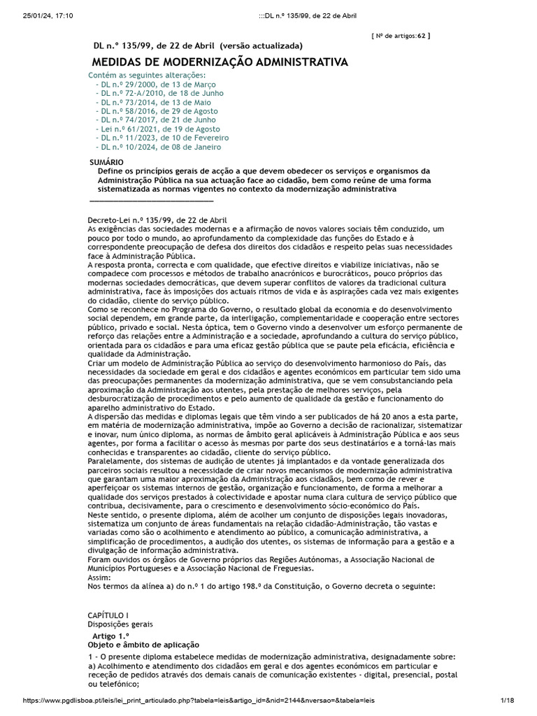 DL N.º 135 - 99, de 22 de Abril | PDF