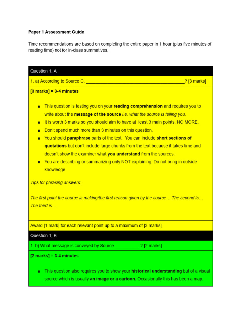History IB Paper 1 Assessment Guide | PDF