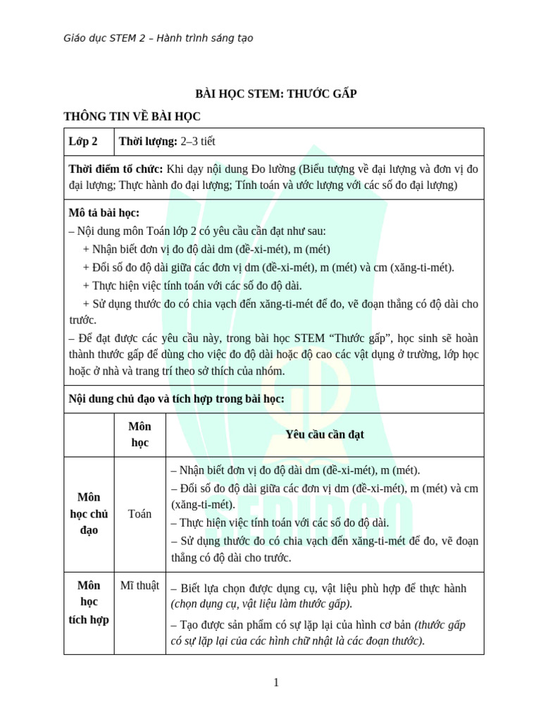 8. KHBD STEM 2 - Thước gấp | PDF