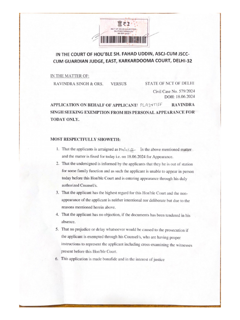 Cum Guardian Judge, East, Karkardooma Court, Delhi-32 | PDF