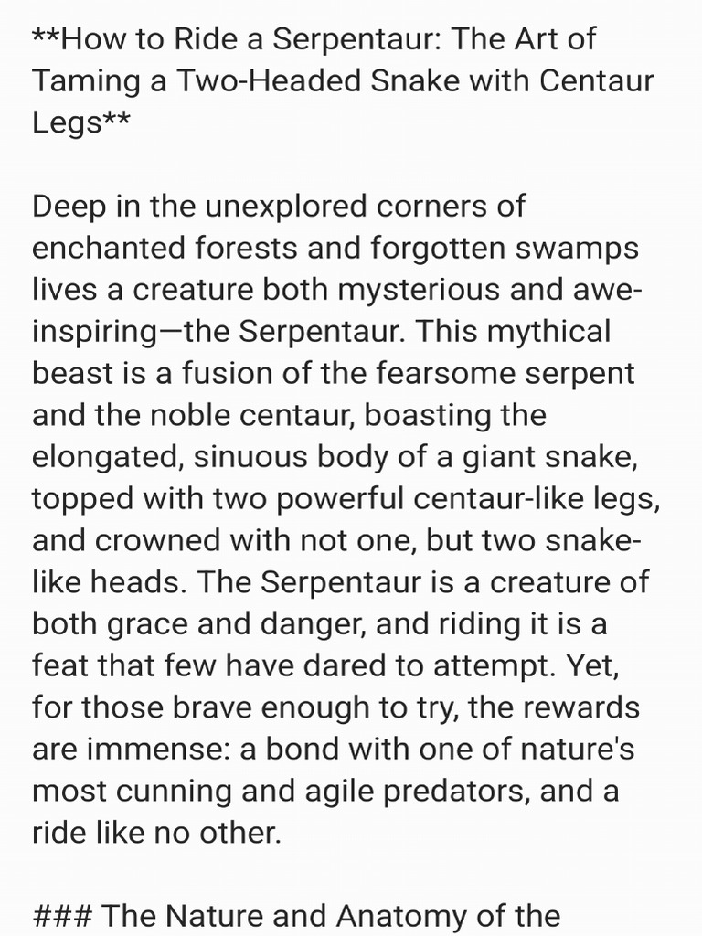 Ride A Serpentaur | PDF