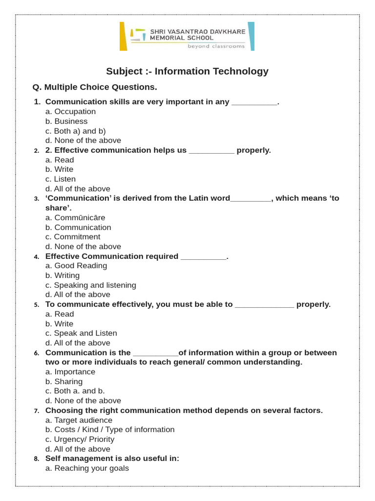 2.MCQ Worksheet | PDF