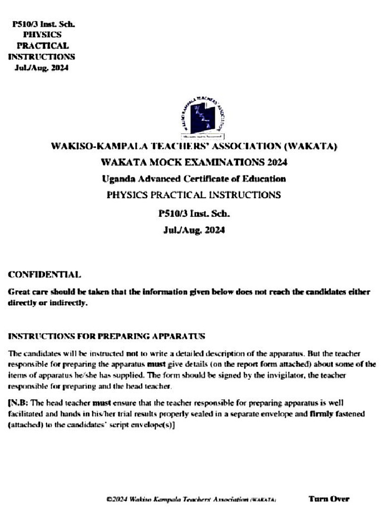 Wakata Mock Phy 3 A Conf 2024 | PDF