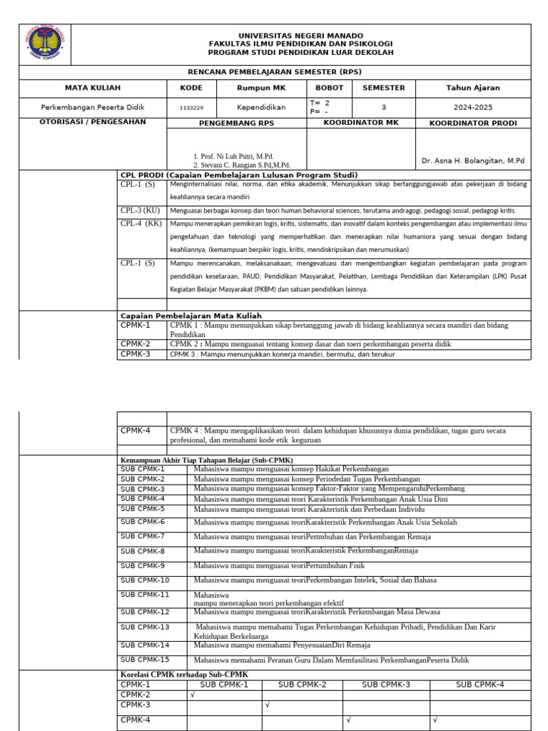 Rencana Pembelajaran Perkembangan Peserta Didik | PDF | Karier & Perkembangan