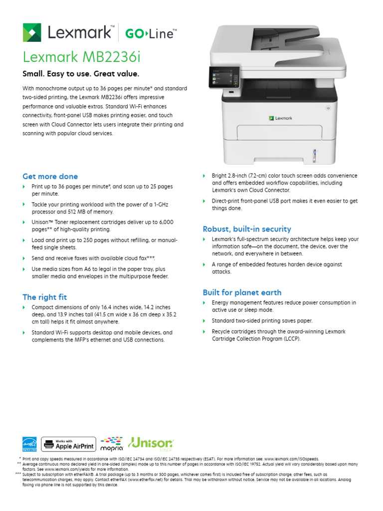 MB2236i Brochure | PDF | Printer (Computing) | Image Scanner