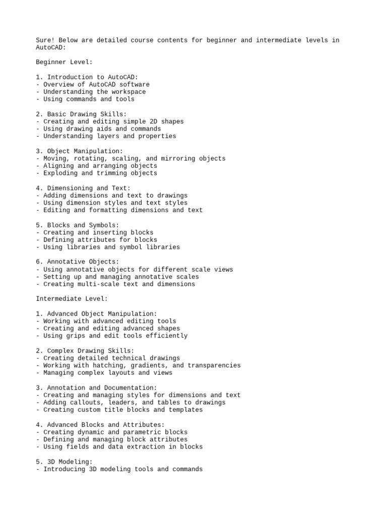 Cad Beginner and Intermediate | PDF