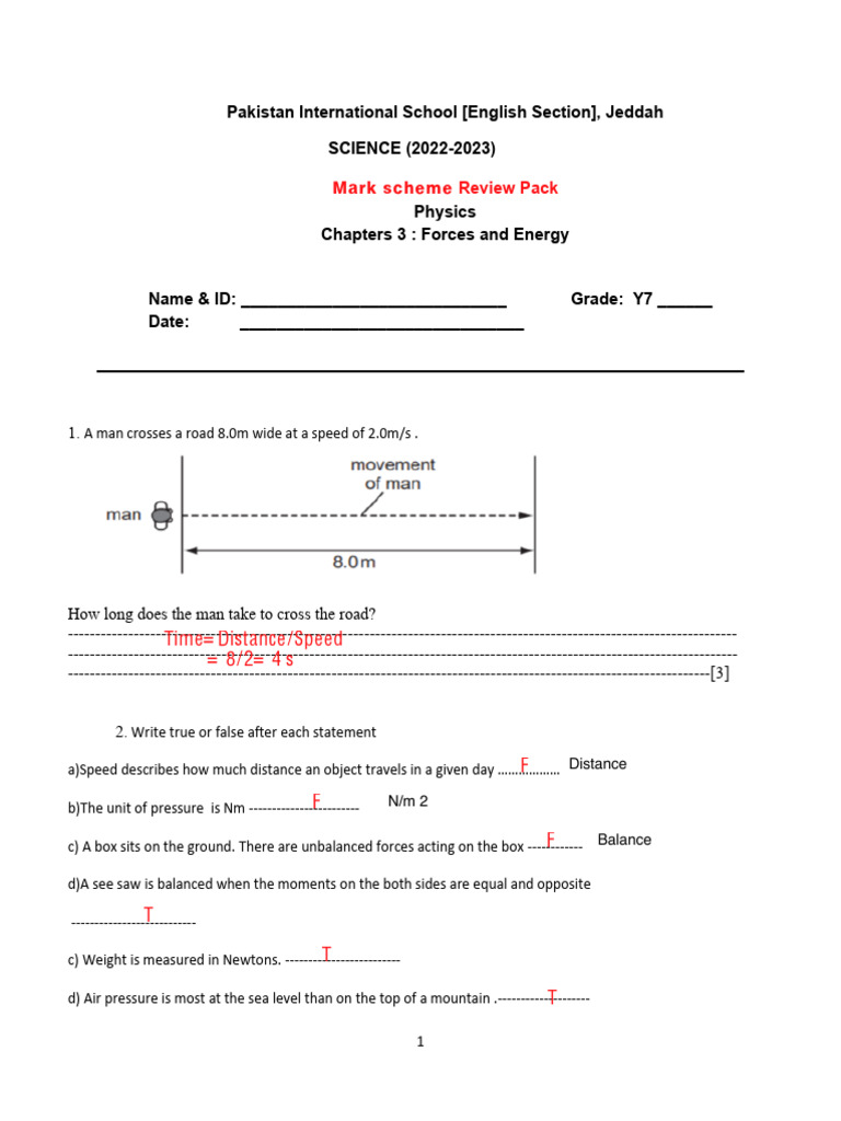 Mark Scheme Physics Review | PDF | Force | Speed