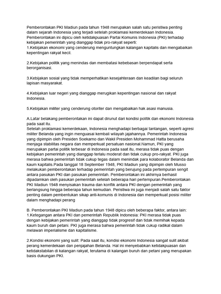 Pemberontakan PKI Madiun 1948 | PDF | Sejarah
