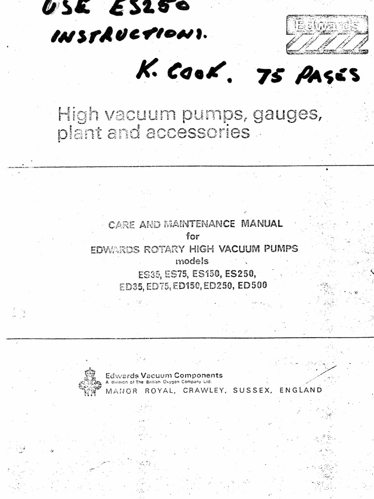 Edwards ED75 ED150 ED250 Maint Manual | PDF