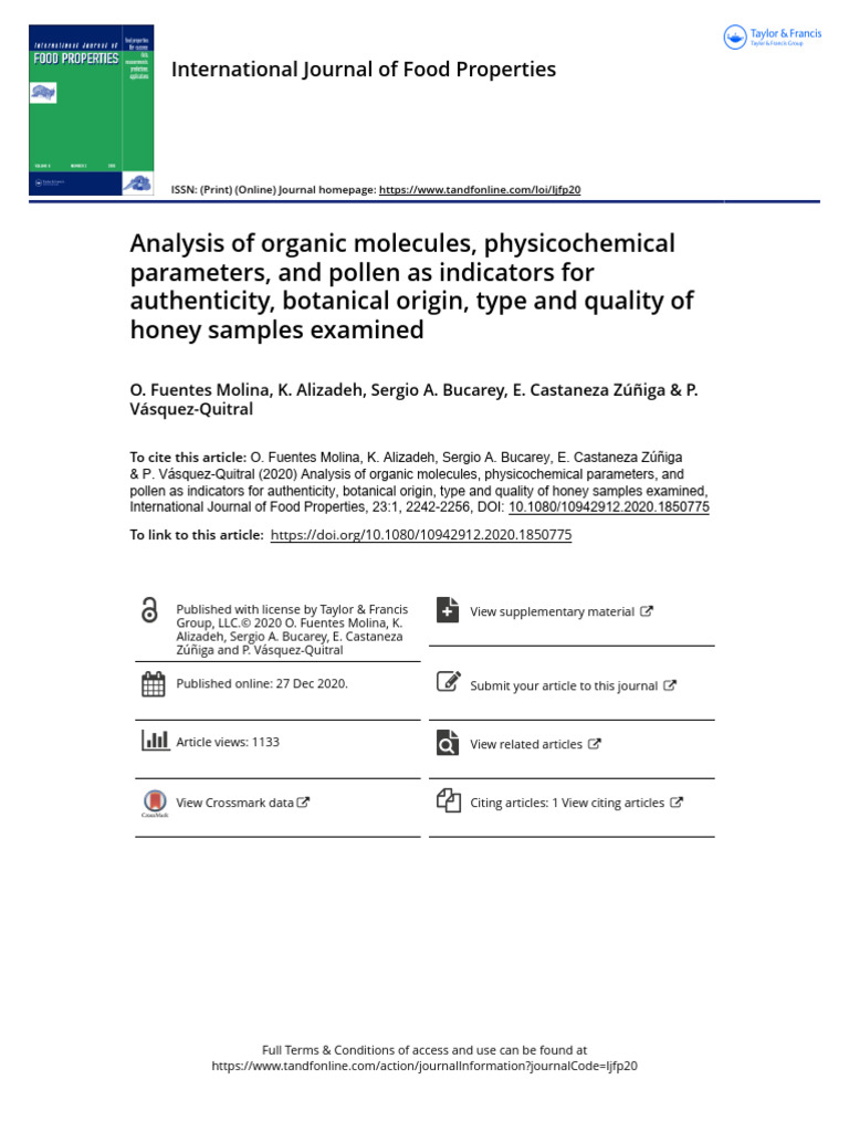 Analysis of Organic Molecules, Physicochemical Parameters, and Poleen As Indicators For ...