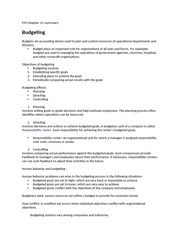 FM Chapter 21 Summary | PDF