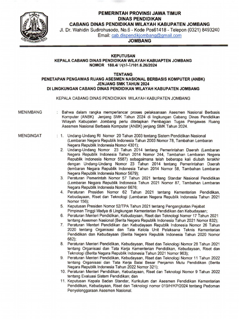 SK. Pengawas ANBK | PDF