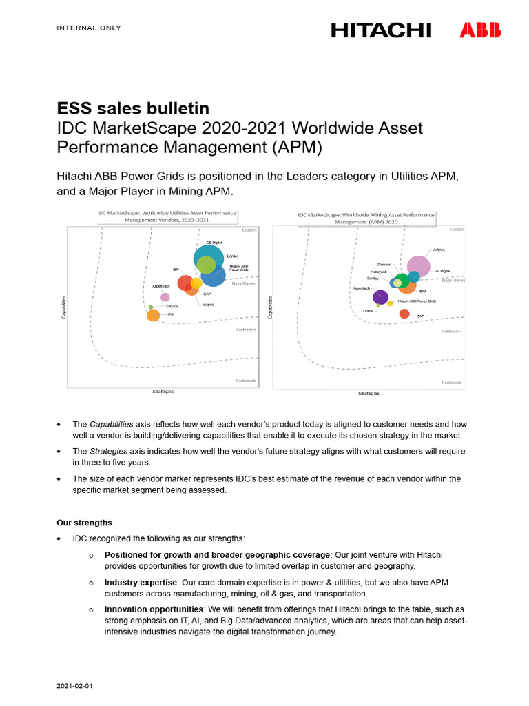 ESS Sales Bulletin - IDC APM 2020 | PDF