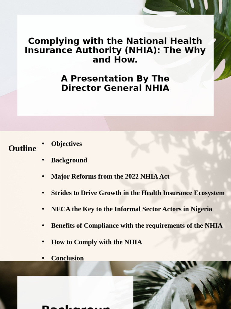 Presentation On Complying With The NHIA 1 | PDF | Employment | Insurance